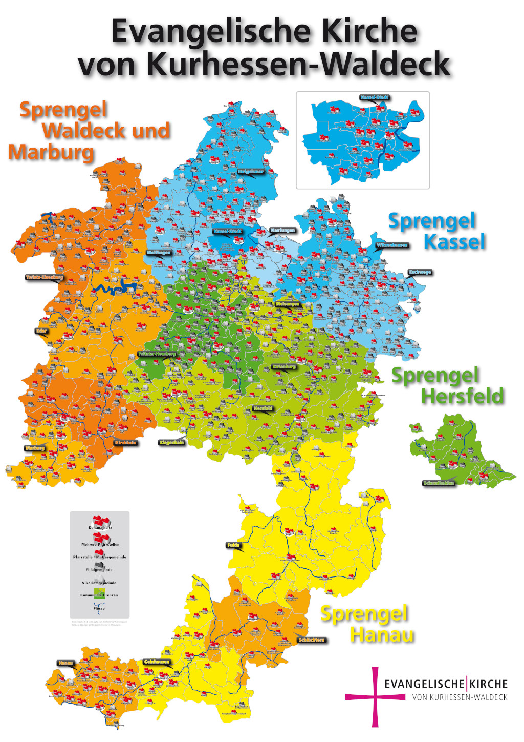 Karte der EKKW (mit Gemeinden) – Referat Kinder- und Jugendarbeit